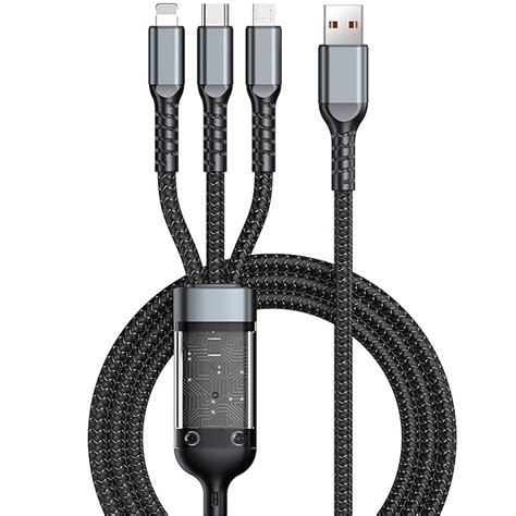 100W Super Fast Charging Cable 3 In 1 Braided Data Cable For Xiaomi Huawei 6A Quick Charge Cable