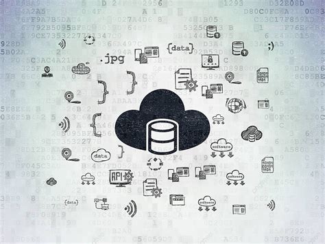 cloudbased database programming on digital paper background hand symbol