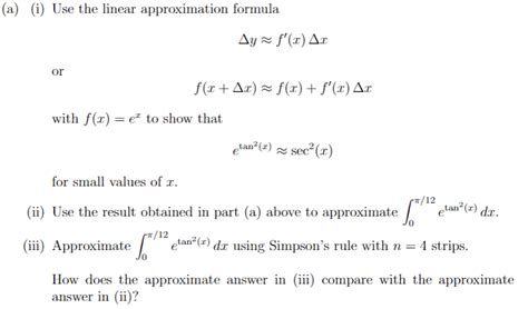 Solved A I Use The Linear Approximation Formula