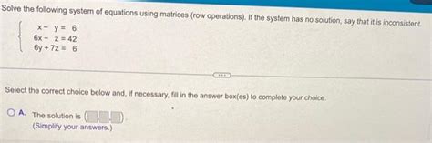 Solved Solve The Following System Of Equations Using Chegg