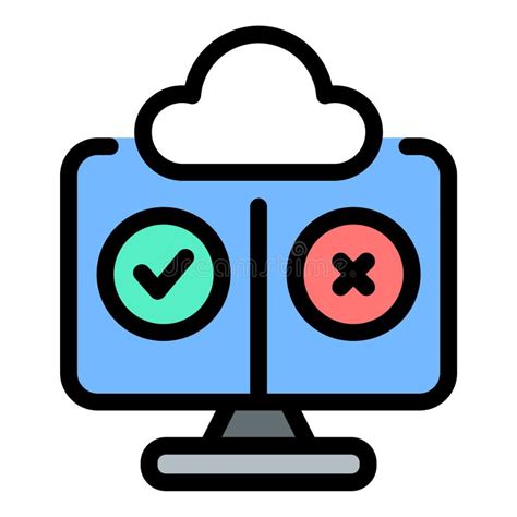 Cloud Computing Testing Icon In Flat Line Style Representing System Evaluation Performance
