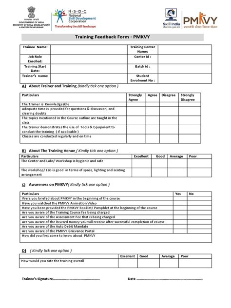 Trainee Feedback Form Pdf