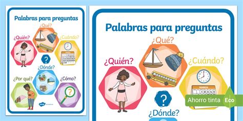 Cartel De Palabras Interrogativas Para El Jardín De Infancia Guía De Trabajo