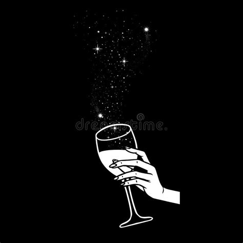 Cheers Girls Drinking Hands With Wine Glasses And Space Stars Potion Vector Illustration