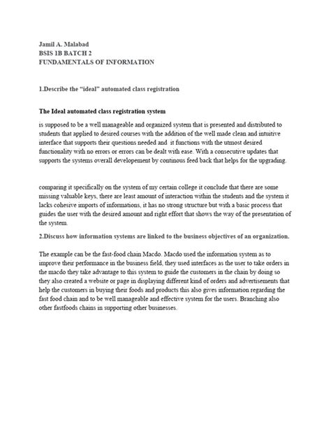 The Ideal Automated Class Registration System Pdf