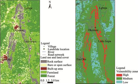 Distribution Of Land Use And Land Cover Type A And Landslide Download Scientific Diagram