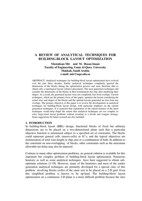 Pdf A Review Of Analytical Techniques For Building Block Layout