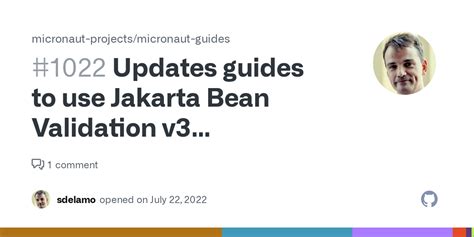 Updates Guides To Use Jakarta Bean Validation V Constraints Issue Micronaut Projects