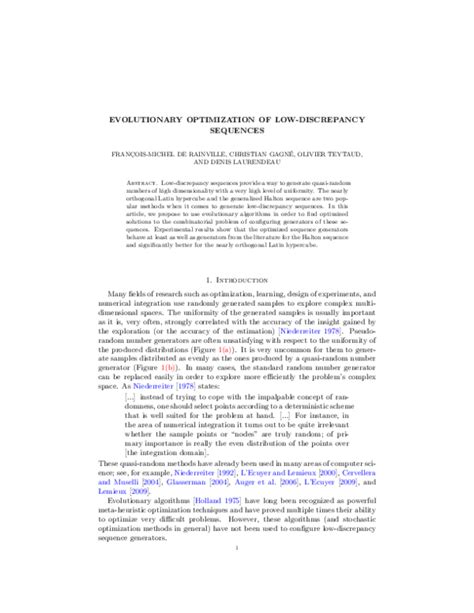Pdf Evolutionary Optimization Of Low Discrepancy Sequences