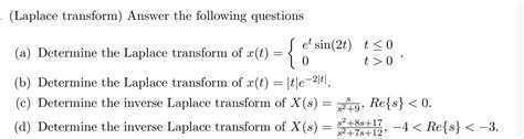 solved laplace transform answer the following questions