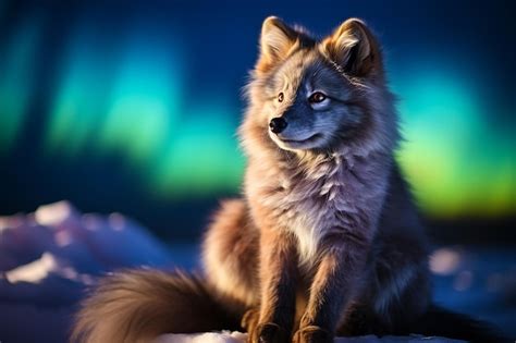 Premium Ai Image Aurora Fox A Fox Whose Fur Reflects The Spectacular Aurora Borealis