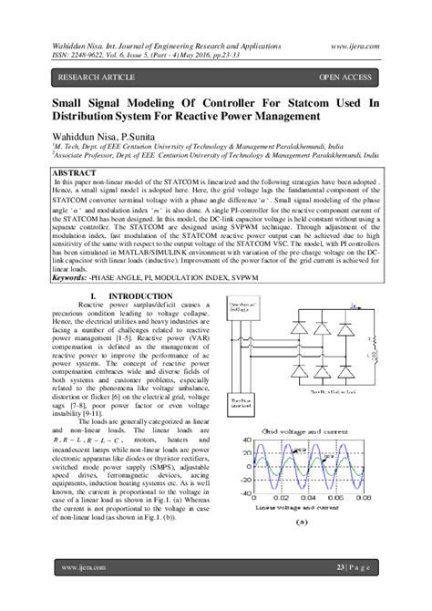 Pdf Small Signal Modeling Of Controller For Statcom Used In
