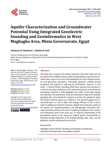 Pdf Aquifer Characterization And Groundwater Potential Using Integrated Geoelectric Sounding