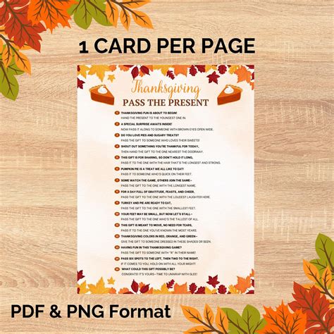 Thanksgiving Pass The Present Thanksgiving Party Game Thanksgiving