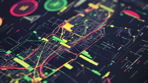 A Vibrant Digital Map Displaying Data Visualizations And Network Connections Premium Ai