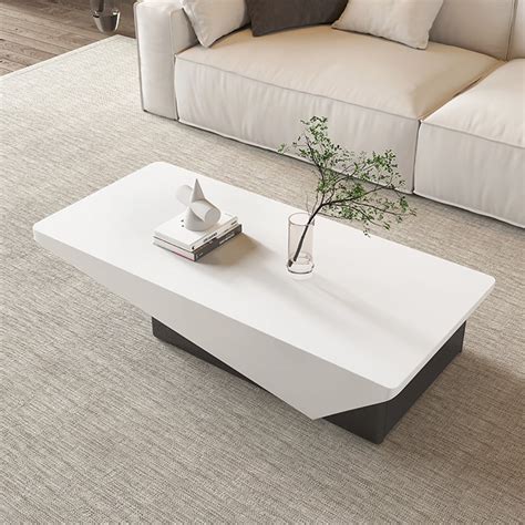 1200mm Block Coffee Table White Rectangular With Drawer Storage In