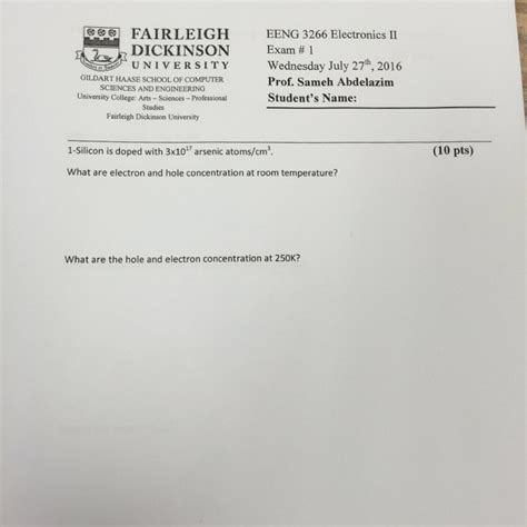 Solved Silicon Is Doped With 3 Times 10 17 Arsenic