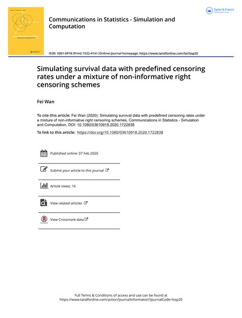 Pdf Simulating Survival Data With Predefined Censoring Rates Under A