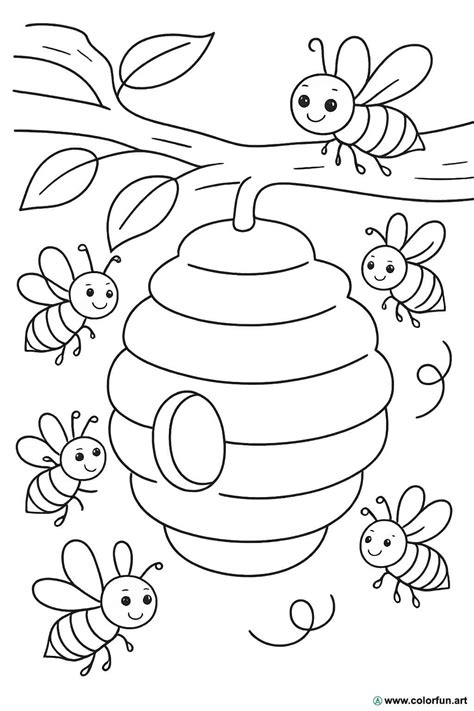 Dibujo Para Colorear De Colmena Y Abeja Descargar O Imprimir De Forma