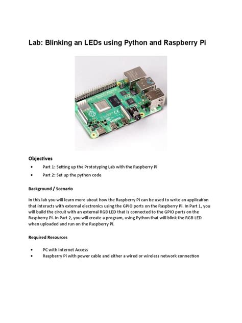 Lab Blinking An Leds Using Python And Raspberry Pi Objectives Pdf Raspberry Pi Rgb Color