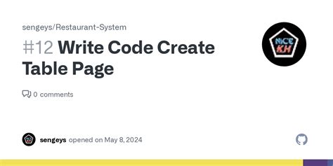 Write Code Create Table Page · Issue 12 · Sengeysrestaurant System