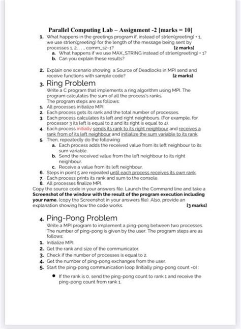 solved parallel computing lab assignment 2 [marks 10]