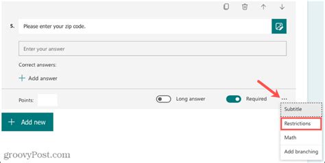 How To Use Restrictions For Questions In Microsoft Forms
