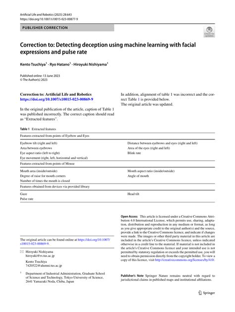 Pdf Correction To Detecting Deception Using Machine Learning With