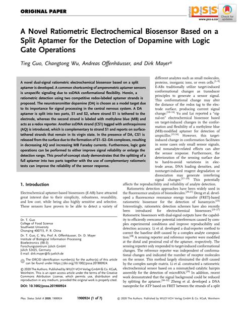 Pdf A Novel Ratiometric Electrochemical Biosensor Based On A Split