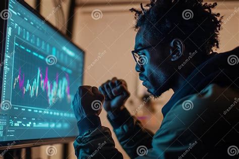 A Focused Individual Examines Complex Data Visualizations On His Computer Screen In A