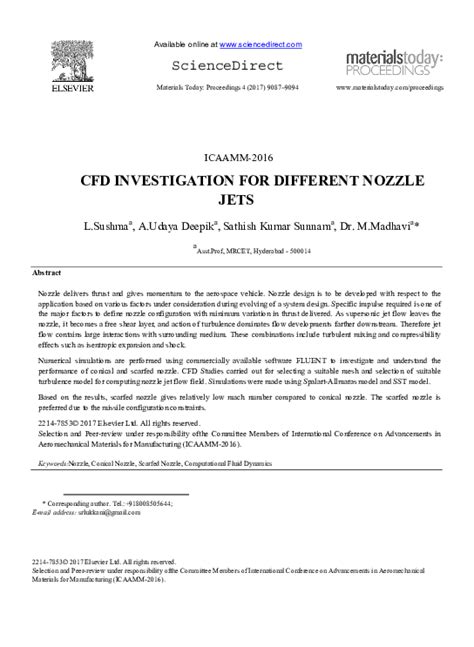 Pdf Cfd Investigation For Different Nozzle Jets