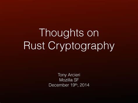 thoughts on rust cryptography speaker deck