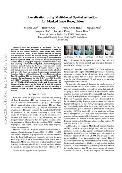 Localization Using Multi Focal Spatial Attention For Masked Face Recognition Deepai