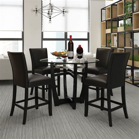 Powell Teesha Five Piece Grey Wooden Counter Height Round