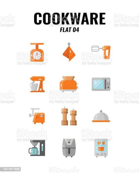 흰색 배경에 설정된 쿡웨어 아이콘입니다 플랫 아이콘 Set4 벡터 그림입니다 요리하기 음식 준비에 대한 스톡 벡터 아트 및 기타 이미지 요리하기 음식 준비 고기