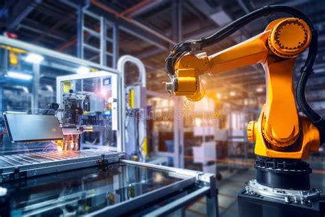 Robotic Machine With Arm Working In Factory Stock Illustration