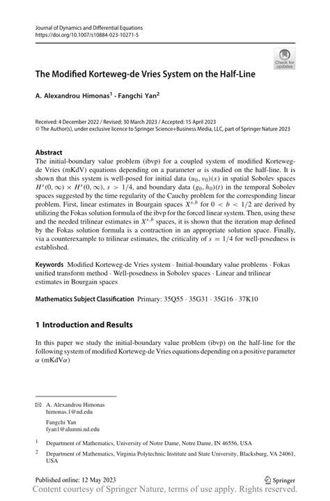 The Modified Korteweg De Vries System On The Half Line Request Pdf