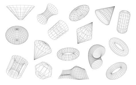 3d Wireframe Shapes Geometric Volumetric Figures 46916246 Vector Art At Vecteezy