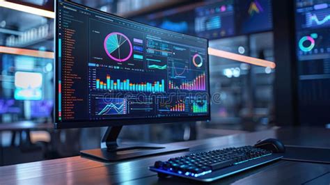 Contemporary Data Analysis Computer Monitor Displaying Histograms And