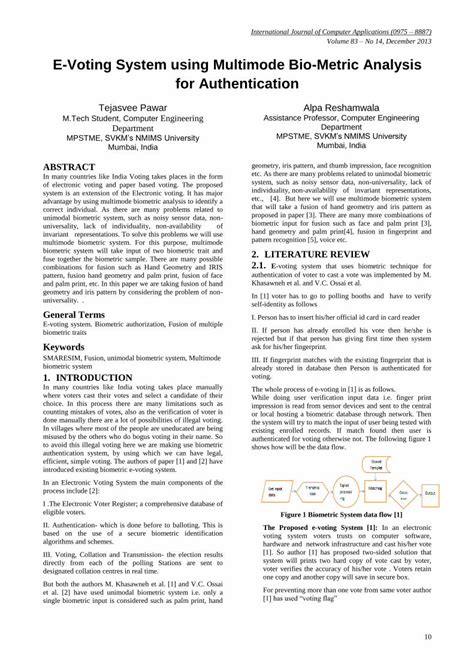 Pdf E Voting System Using Multimode Bio Metric Analysis … Volume83