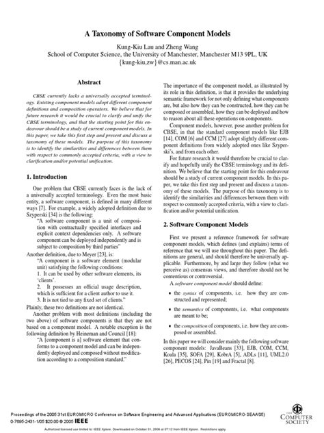 a taxonomy of software component models pdf component based