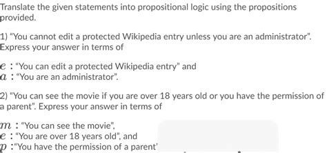 solved translate the given statements into propositional