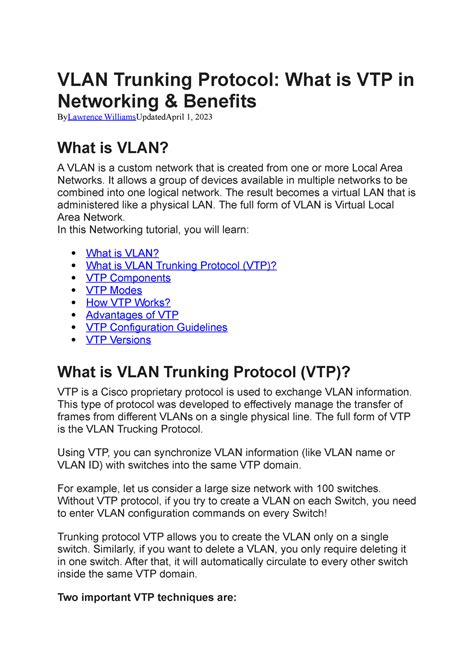 Vlan Trunking Protocol It Allows A Group Of Devices Available In Multiple Networks To Be Vlan Trunking Protocol It Allows A Group Of Devices Available In Multiple Networks To Be