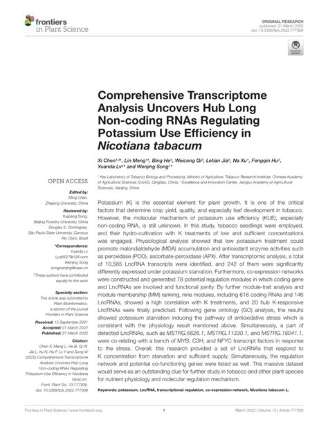 PDF Comprehensive Transcriptome Analysis Uncovers Hub Long Non Coding RNAs Regulating