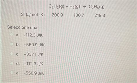Solved 1 Calculate Δs°rxn For The Following Reaction S°