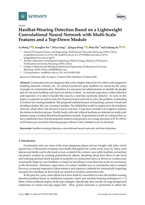 Pdf Hardhat Wearing Detection Based On A Lightweight Convolutional Neural Network With Multi
