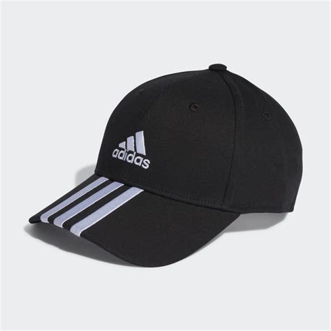 Adidas 3 Stripes Cotton Twill Baseball Cap Black Free Shipping With