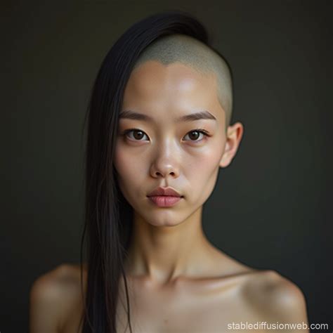 Japanese Woman With Shaved Head And Long Hair Stable Diffusion Online