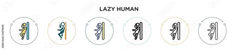 Lazy Human Icon In Filled Thin Line Outline And Stroke Style Vector Illustration Of Two