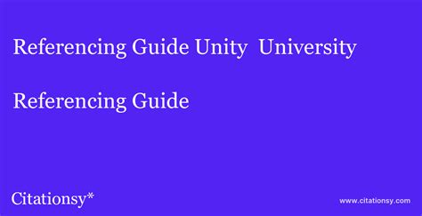 [2025] unity university citation guide style guide · citationsy